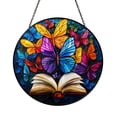 Books and Butterflies Illustration Stained Glass Style Window Decor ...