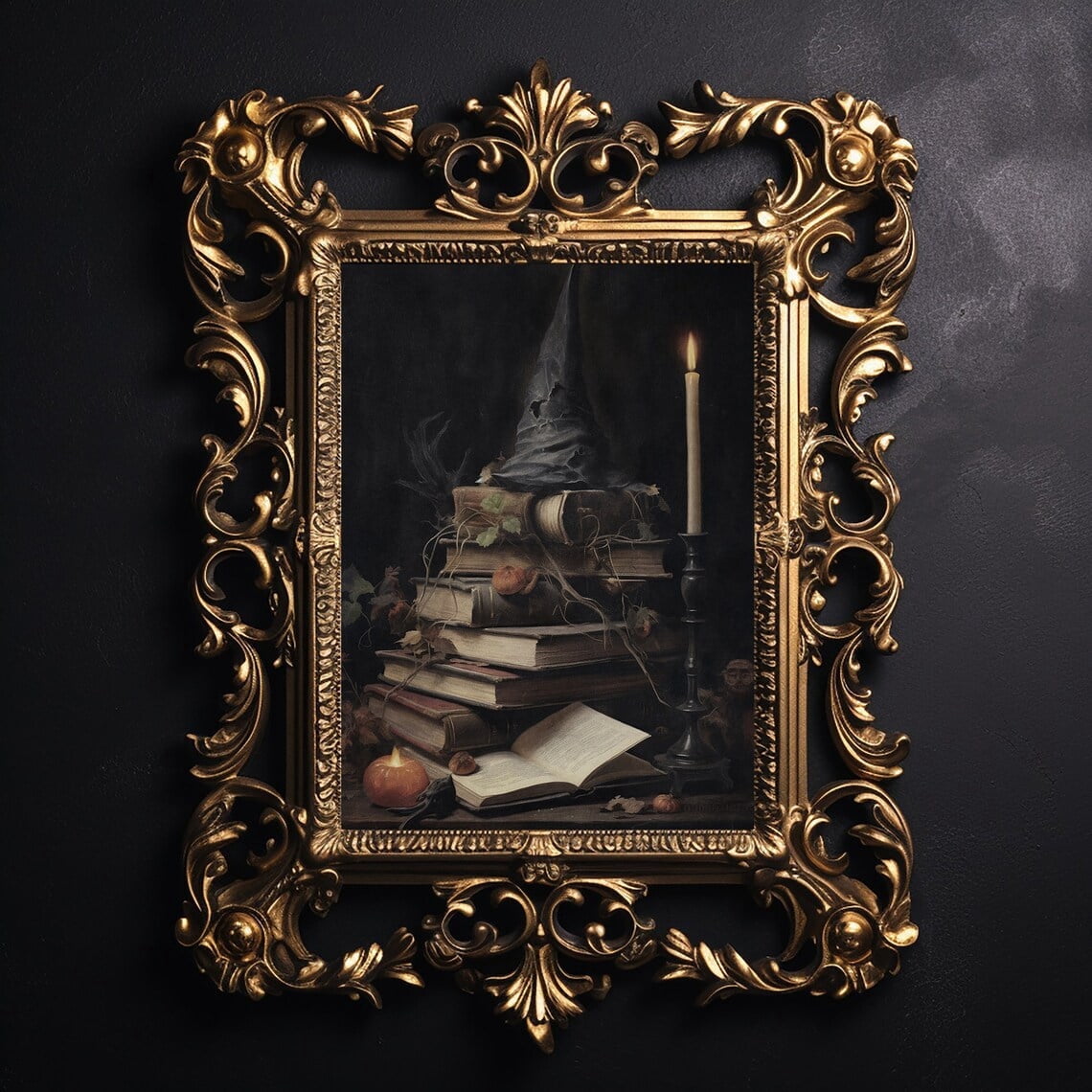 Books and Candles Poster Gothic Dark Academia Holiday Wall Art ...