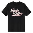 Books and Coffee Men's Graphic Tee Vintage Baseball Script Short Sleeve ...