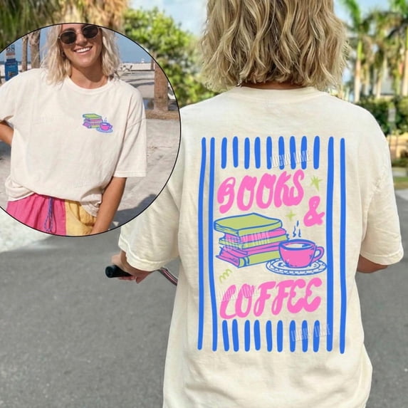 Books and Coffee Shirt Book Shirt Gift for Book Lover Bookish TShirt ...