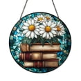 Books and Daisies Stained Glass Style Suncatcher – Literary Window ...