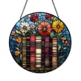 Books and Flowers Stained Glass Suncatcher – Floral Window Hanging ...