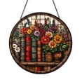 Books and Flowers Suncatcher, Literary Stained Glass Style Window ...