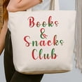 Books and Snacks Club Zippered Tote Bag, Book Lover Tote Bag, Reader ...