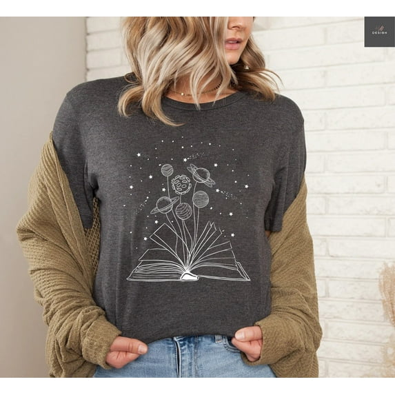 Books and Space Shirt,Space Lover Gift,Bookworm Shirts,Astronomy Tee ...