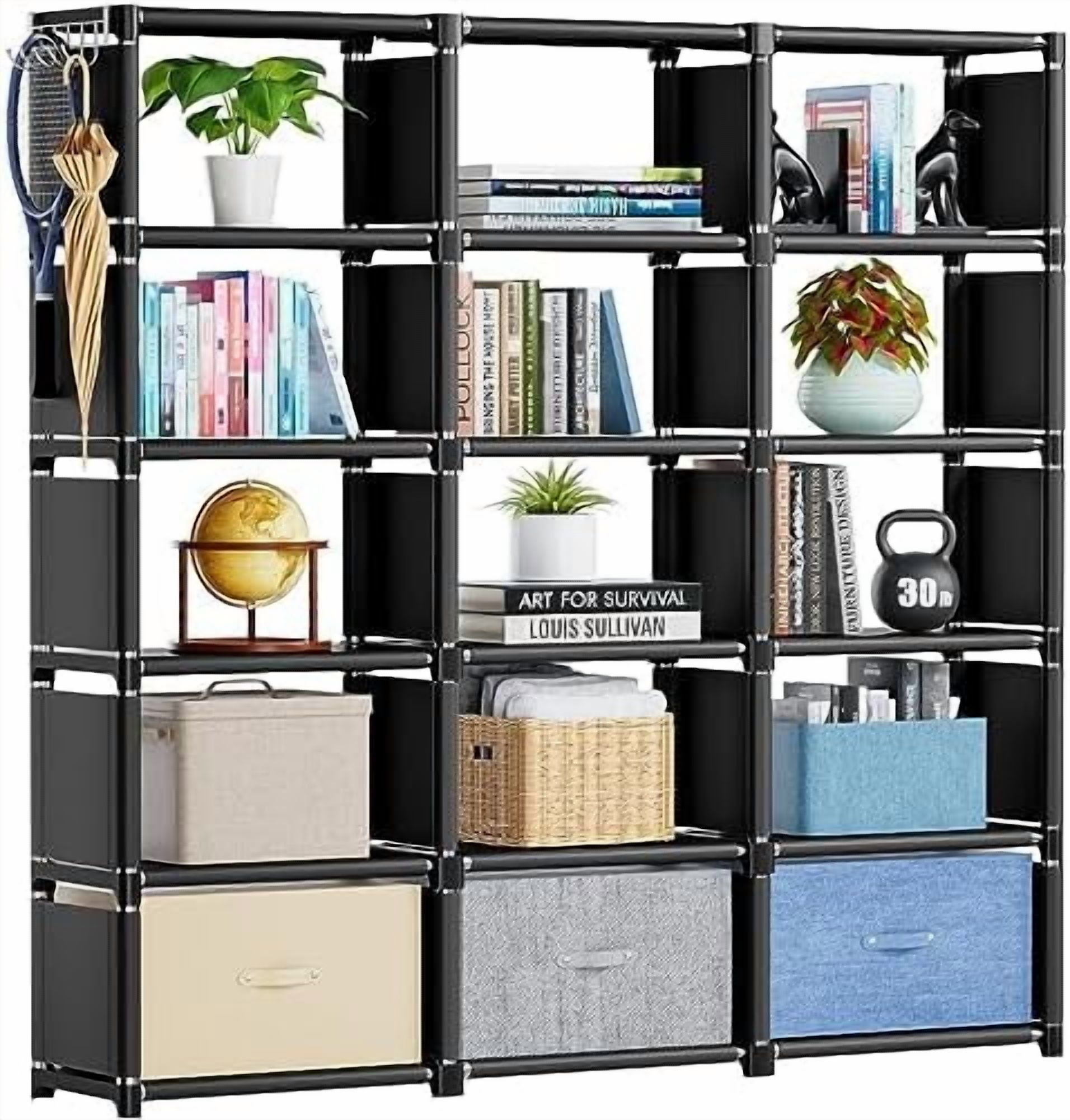 Bookshelf,15 Cube Storage Organizer,Book Shelf Organizer,Tall Bookcase ...