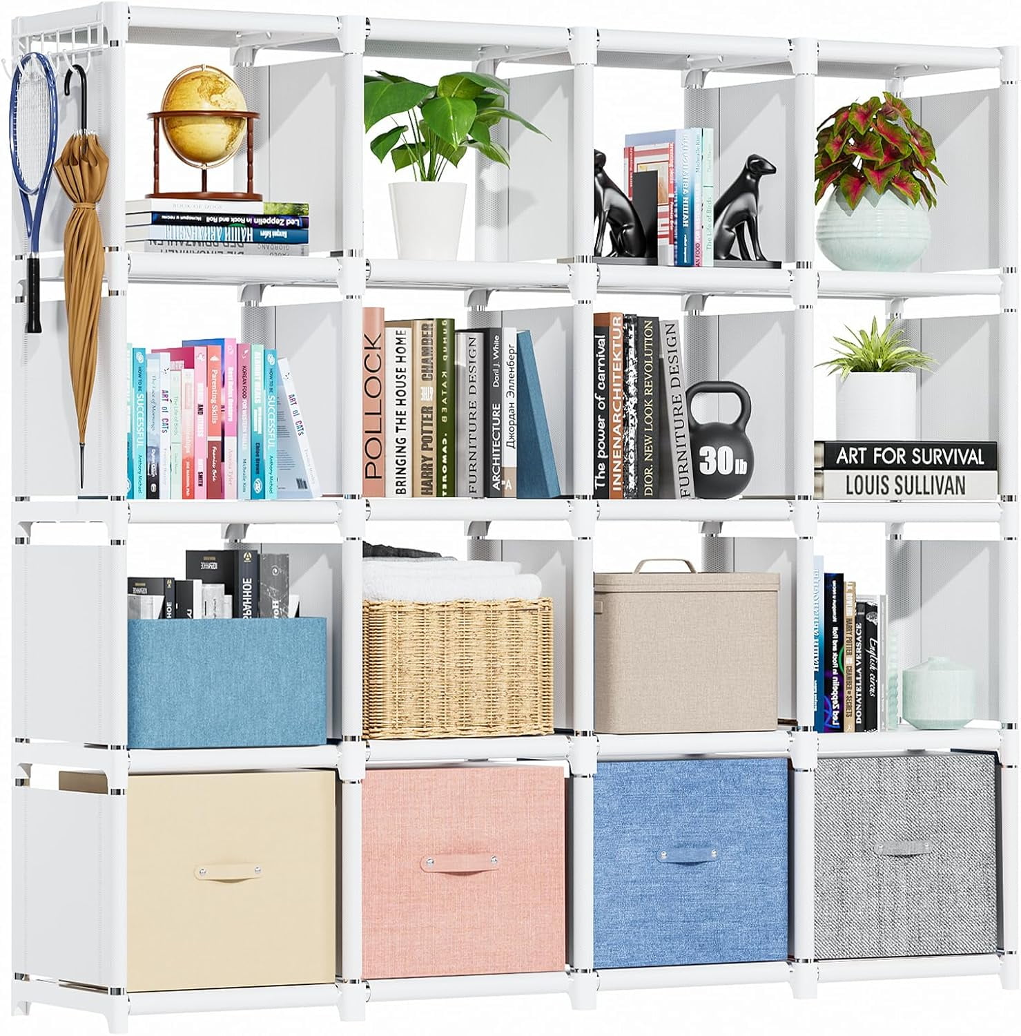Bookshelf,16 Cube Storage Organizer,Book Shelf Organizer,Tall Bookcase ...