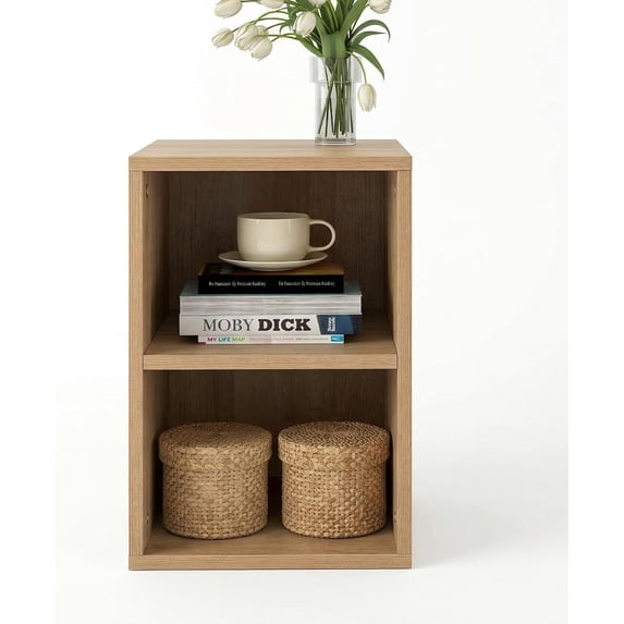 Bookshelf, 2-Tier Rotating Bookcase, Open Storage Shelf, Engineered ...