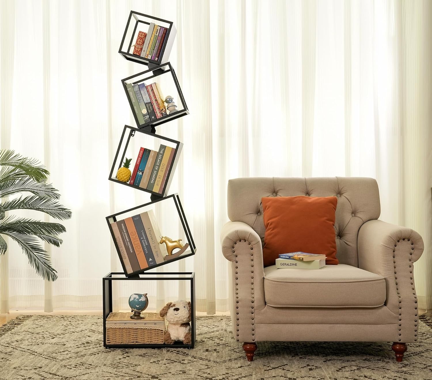 Bookshelf 2024 New 4-Tier Bookshelves 49.2" Tall Black Bookshelf Book ...