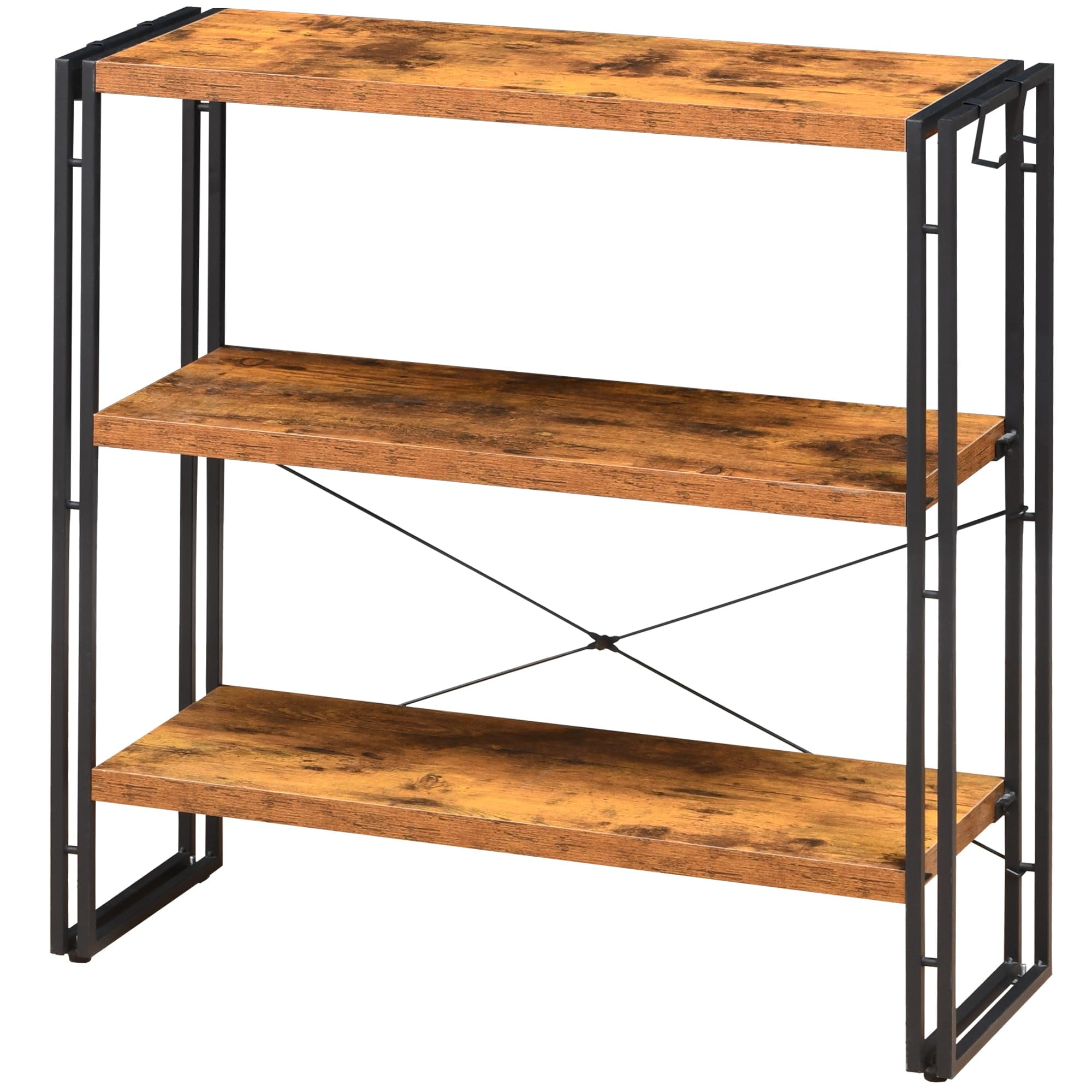 Bookshelf, 3-Tier Industrial Bookcase, Rustic Open Book Shelf ...