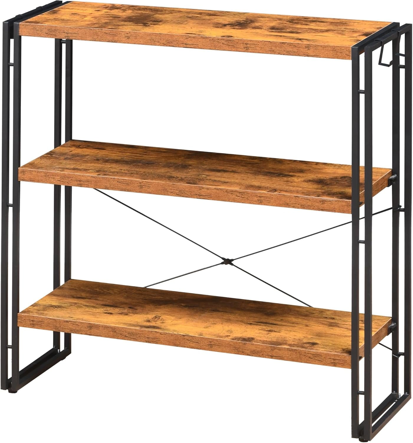 Bookshelf, 3-Tier Industrial Bookcase, Rustic Open Book Shelf ...
