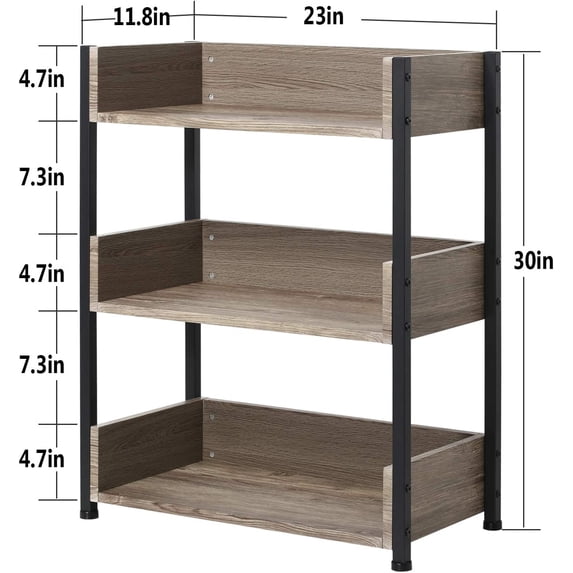 Bookshelf, 30" H Small Bookcase, 3-Tier Storage Organizer, Wood ...
