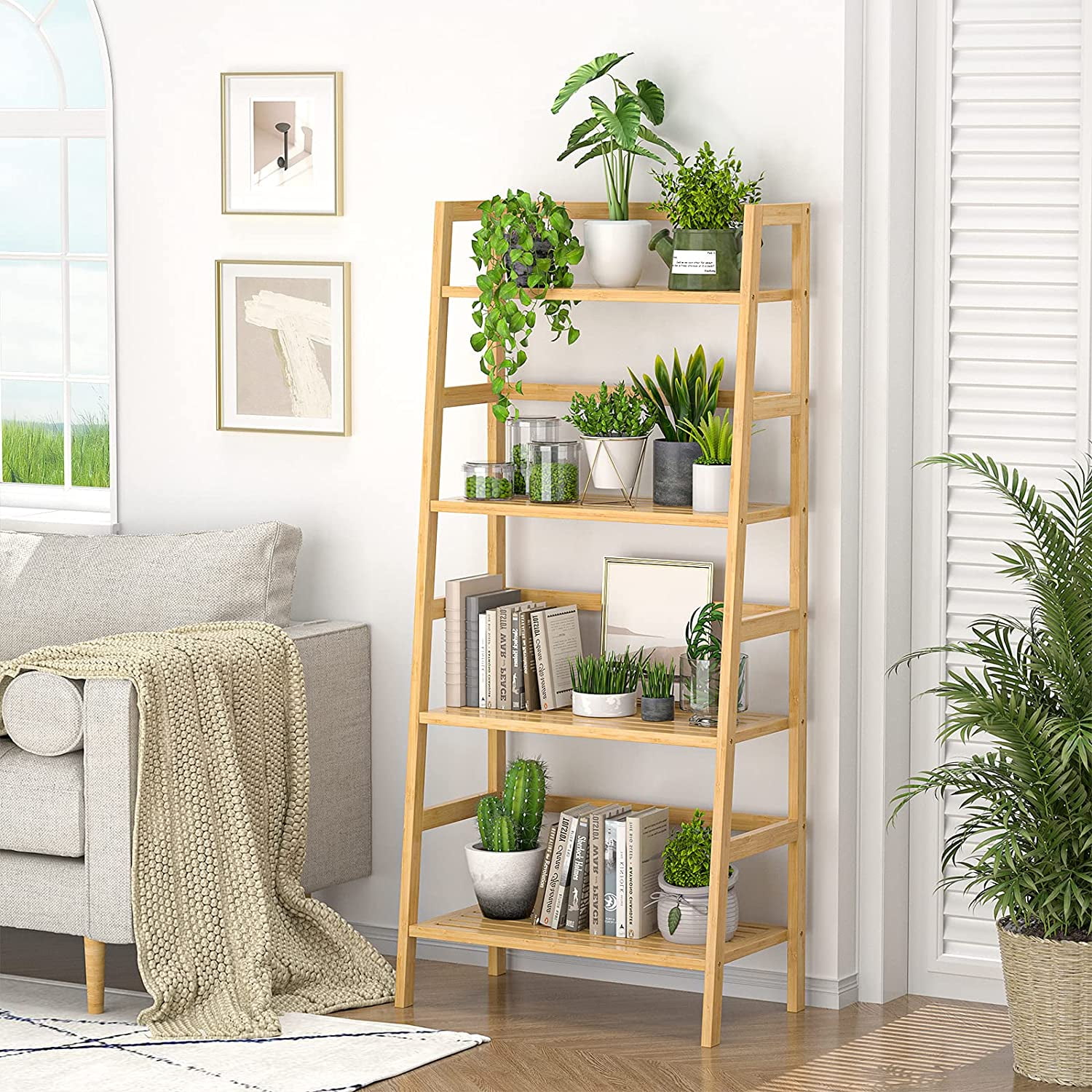 Bookshelf 4-Tier Ladder Shelf for Small Space Storage - Walmart.com