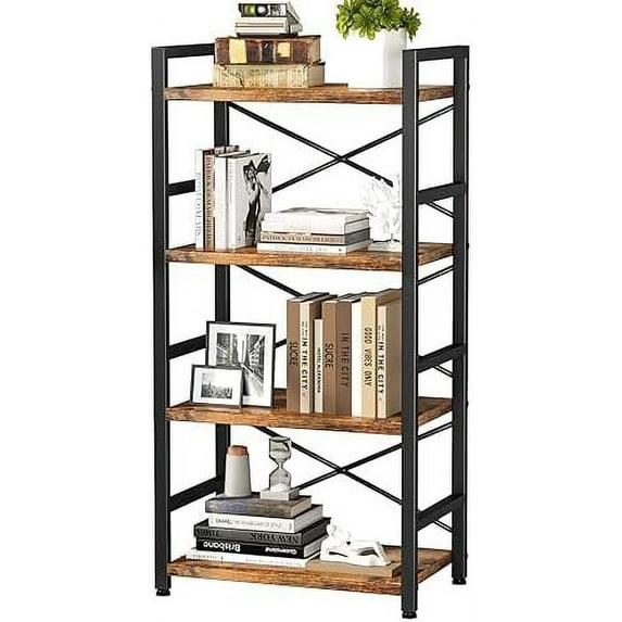 Bookshelf, 4 Tier Small Bookcase, Organizers and Storage, Metal Small ...