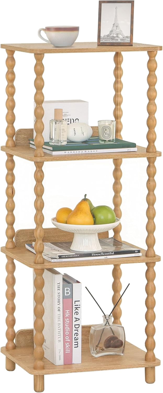 Bookshelf, 4-Tier Wooden Bookcase with Open Shelves, Modern Book Shelf ...