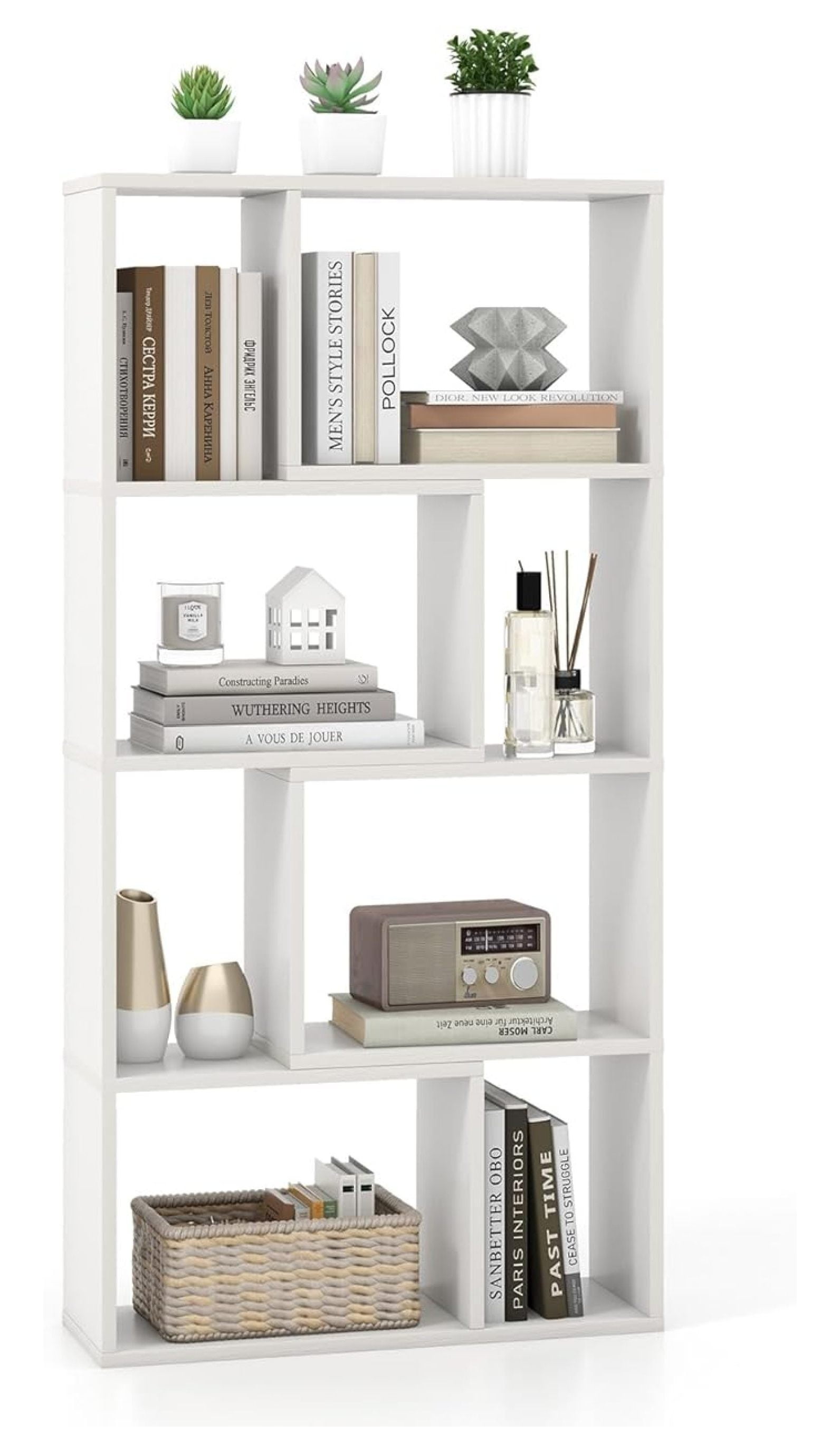 Bookshelf, 48’’ Tall Bookcase with 8 Cubes, Small Bookshelf with ...