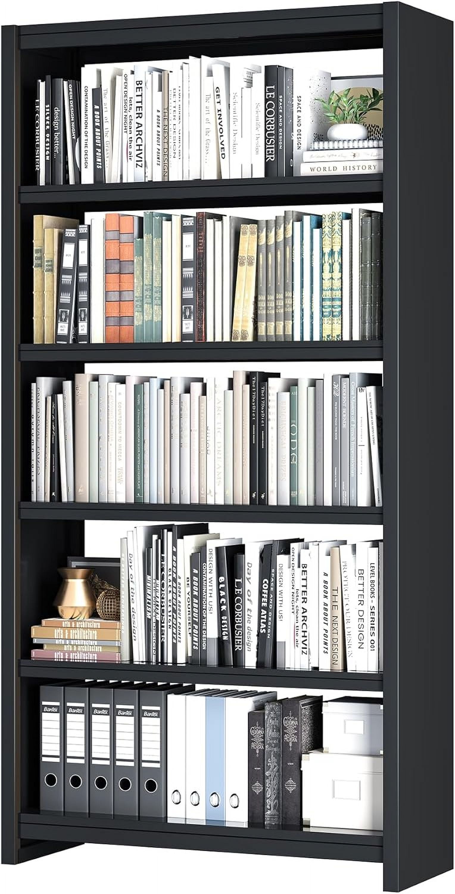 Bookshelf, 5 Shelf Bookcases, Tall Bookcase for Heavy Books, CDs ...