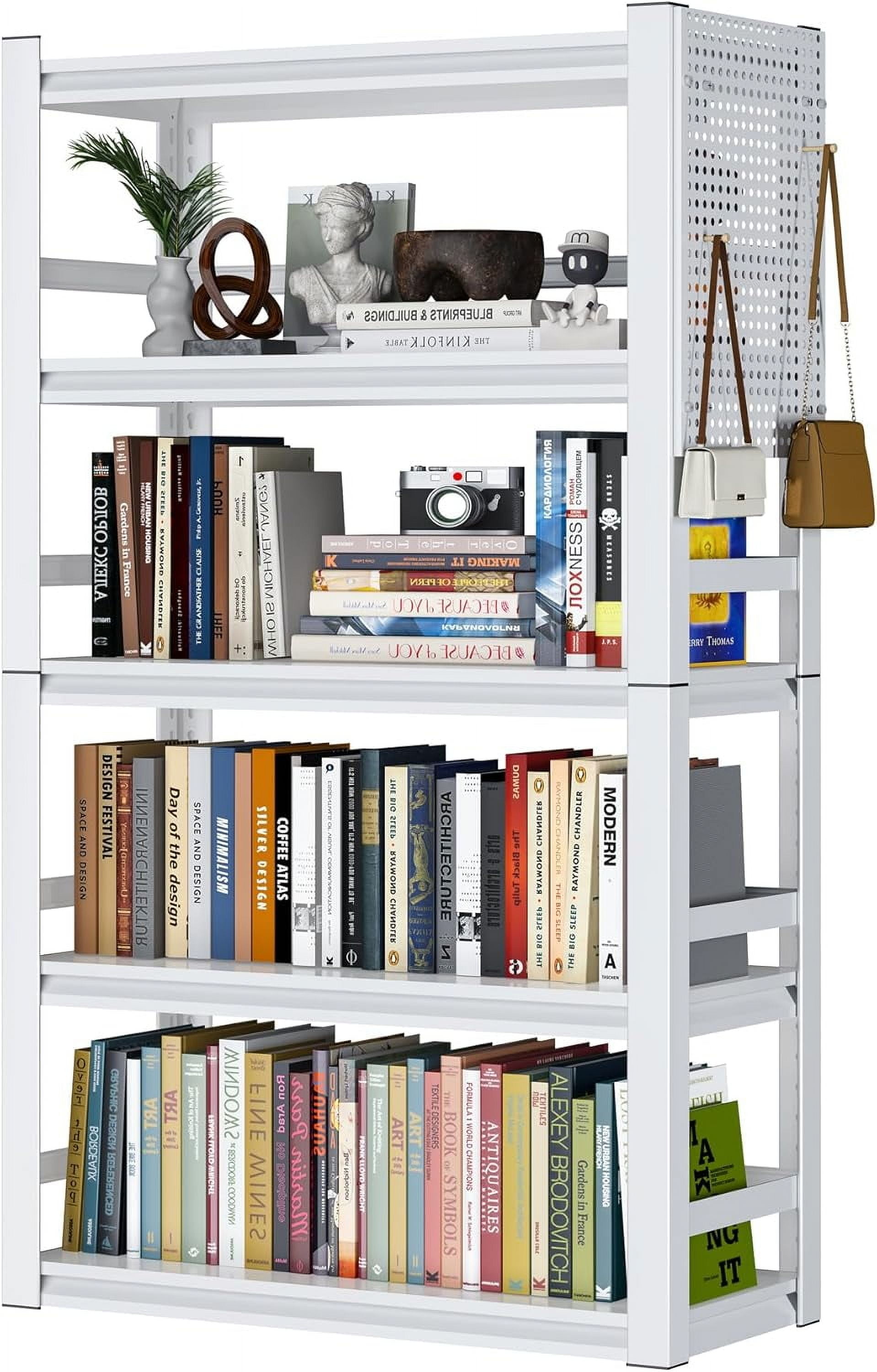 Bookshelf, 5 Tier Book Shelf, Metal Bookshelf Industrial Bookcase for ...