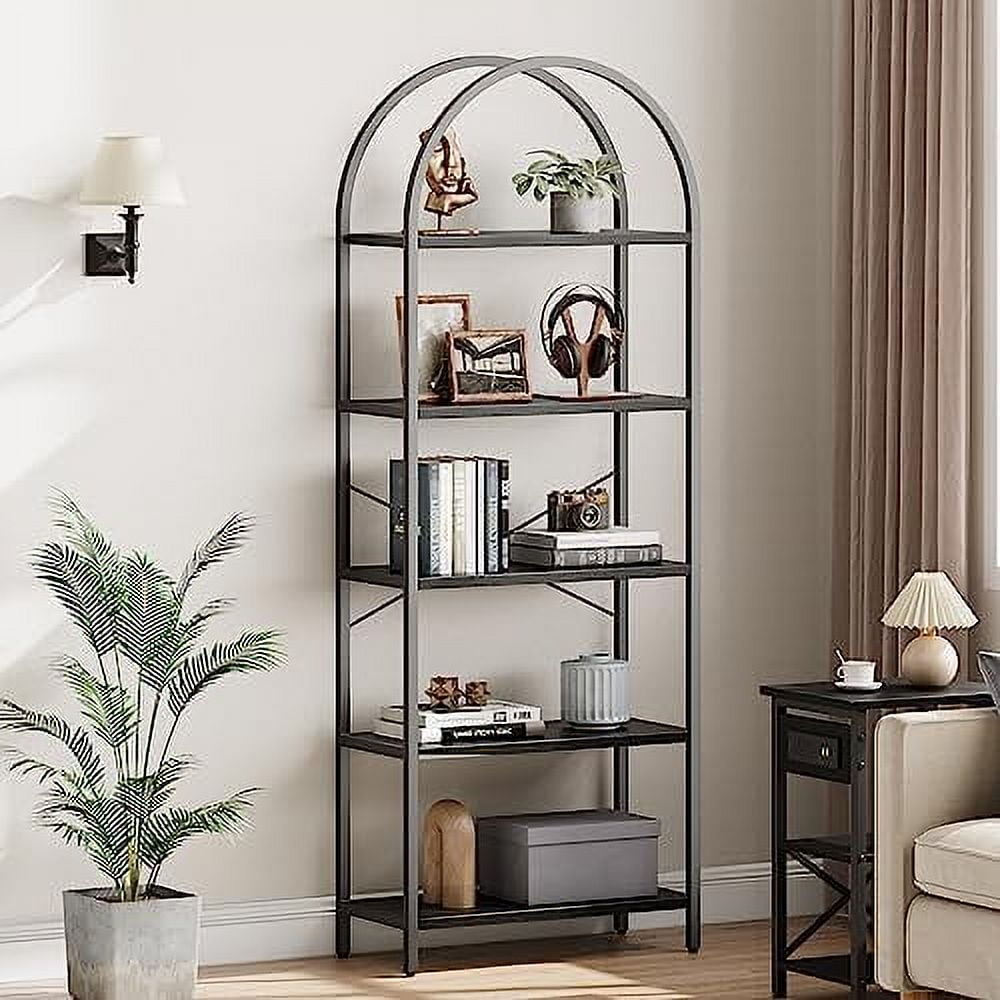Bookshelf 5 Tier Bookcase Arched Display Racks Tall Standing ...
