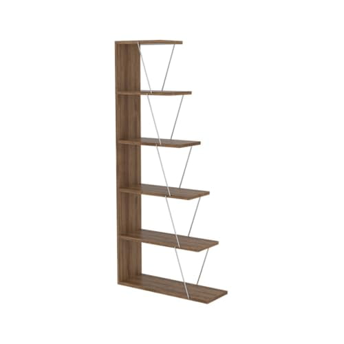 Bookshelf, 5-Tier Bookcase, Narrow Storage Rack Shelf, Tall Ladder ...