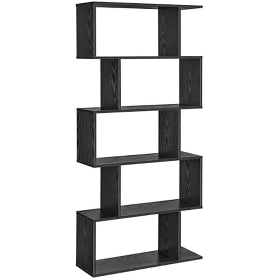 Bookshelf, 5-Tier Bookcase, Tall Display Shelf, Freestanding Storage ...