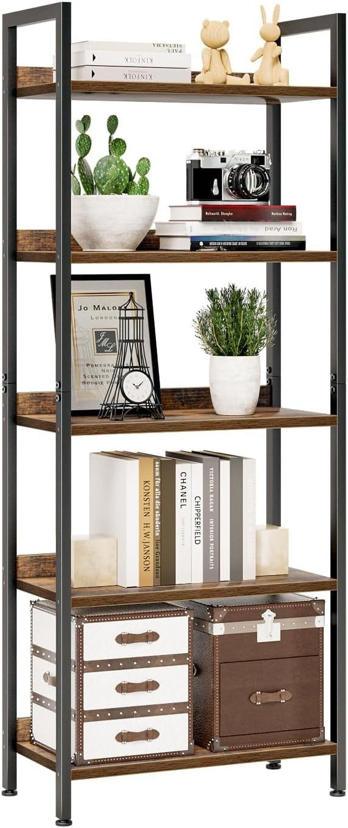Bookshelf, 5 Tier Bookshelves, Home Office Bookcase Shelf Storage ...