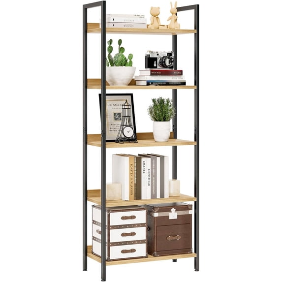 Bookshelf, 5 Tier Bookshelves, Home Office Bookcase Shelf Storage ...