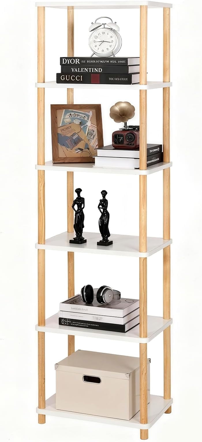 Bookshelf, 5-Tier High Vertical Book Shelf with Large Capacity, DIY ...