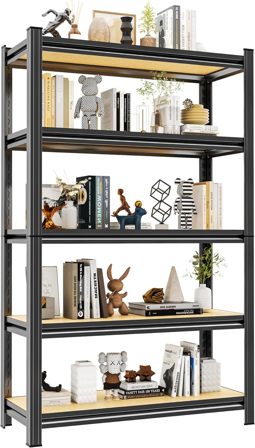 Bookshelf, 5-Tier Open Bookcase, Freestanding Display Storage Shelves ...