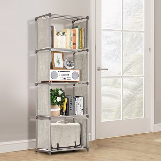 Bookshelf 5 Tier Portable Bookcase 4 Cube Storage Shelves Adjustable ...