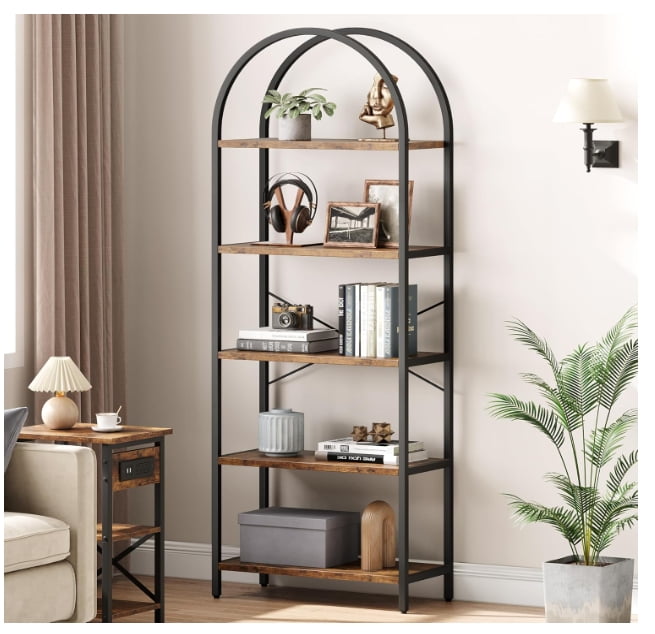 Bookshelf 5-story bookcase arched display shelf high vertical bookcase ...