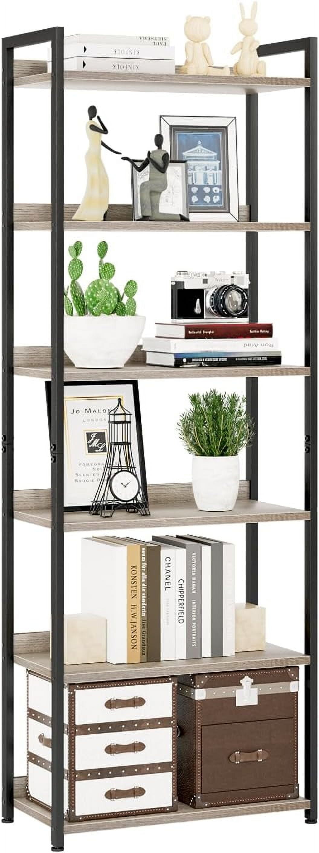 Bookshelf, 6 Tier Bookshelves, Home Office Bookcase Shelf Storage ...