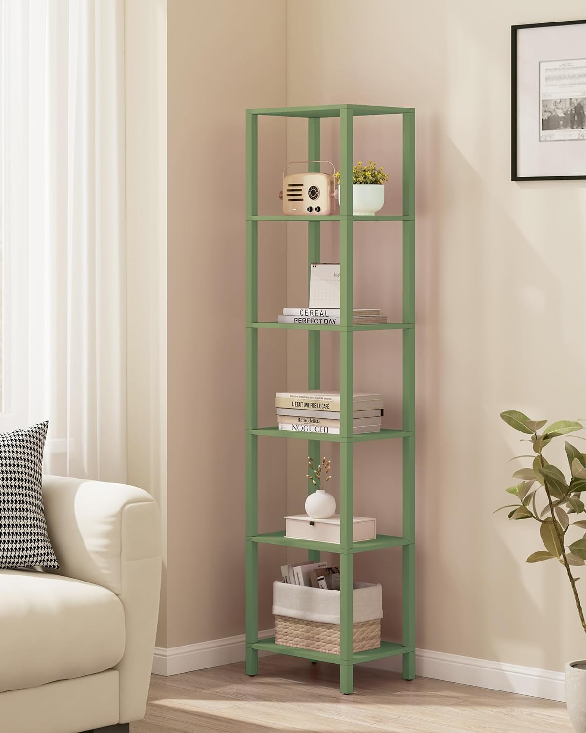 Bookshelf, 6-Tier Tall Book Shelf, Narrow Bookcase for Small Space, DIY ...