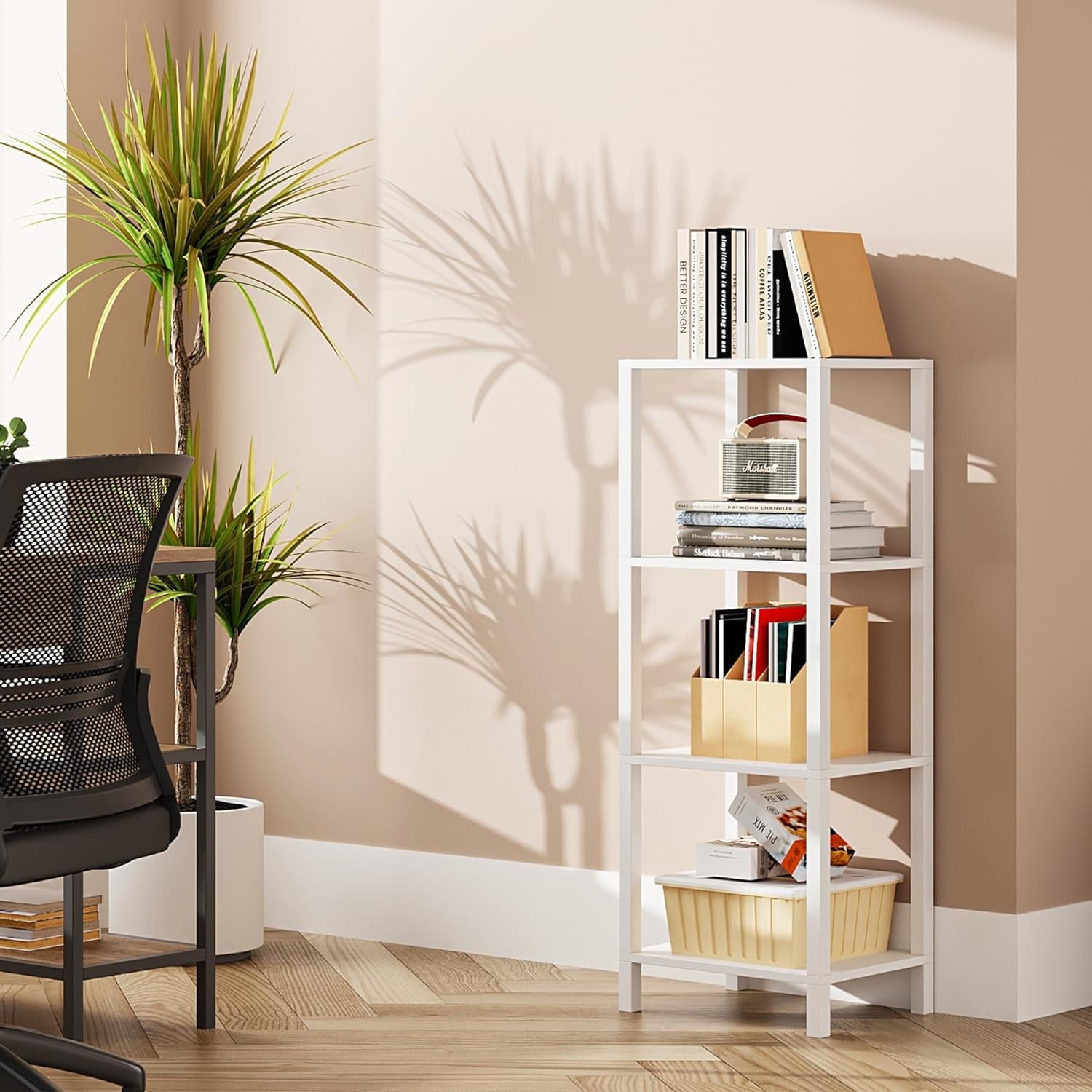 Bookshelf, 6-Tier Tall Book Shelf, Narrow Bookcase for Small Space, DIY ...