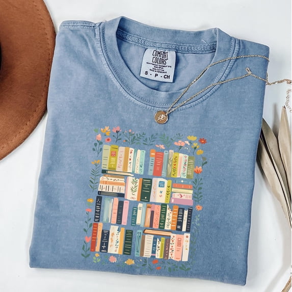 Bookshelf Aesthetic Shirt, Book Lover T-Shirt, Minimalist Reading Tee ...