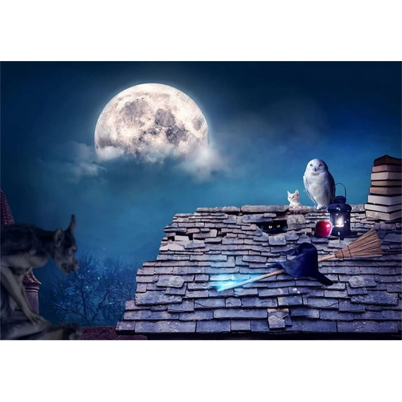 Bookshelf Backdrop Curtain Vintage Halloween Party Wooden House Red ...