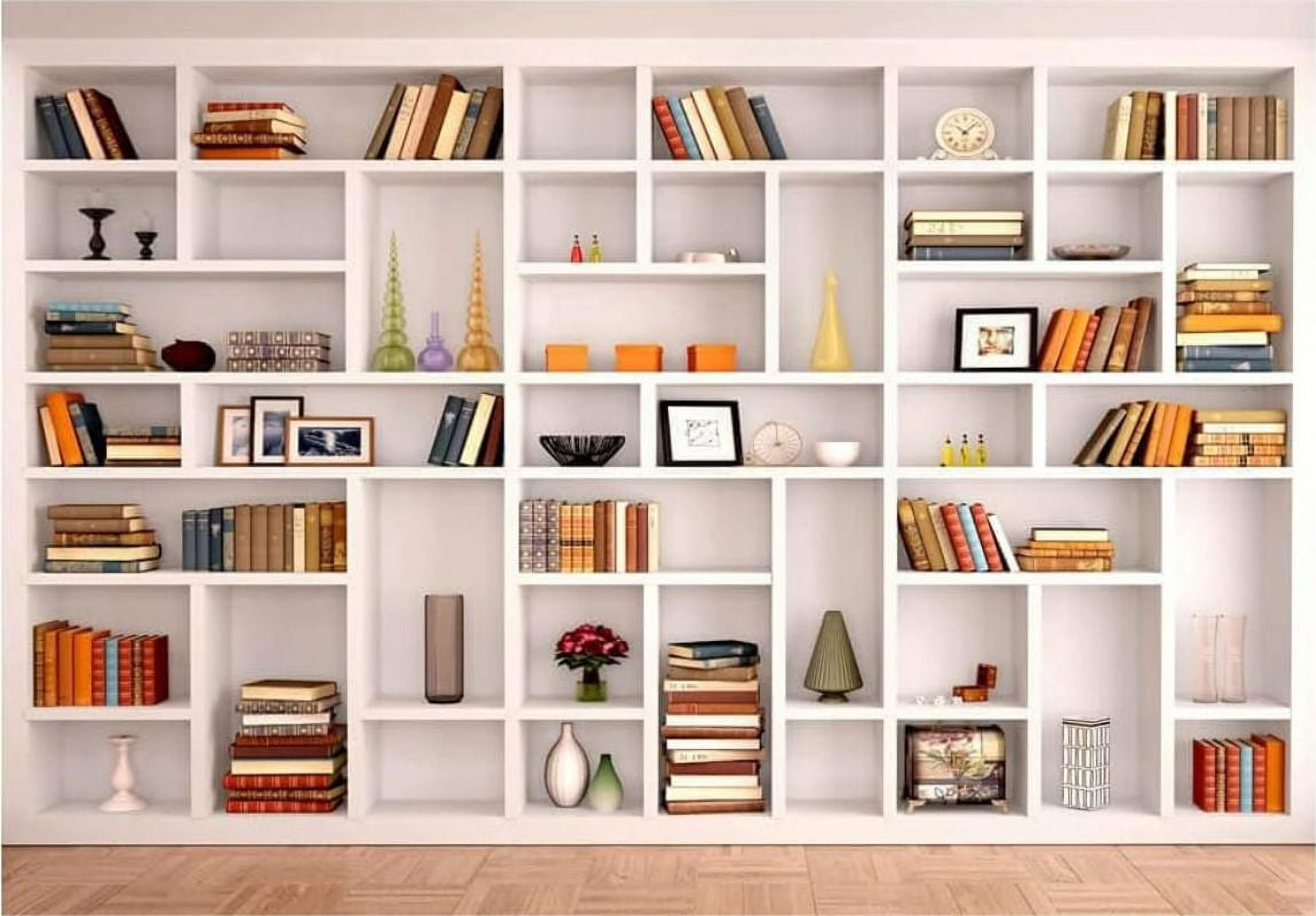 Bookshelf Backdrop Curtain Vintage Halloween Party Wooden House Red ...