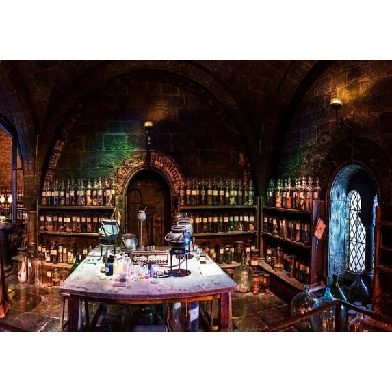 Bookshelf Backdrop Curtain Vintage Halloween Party Wooden House Red ...