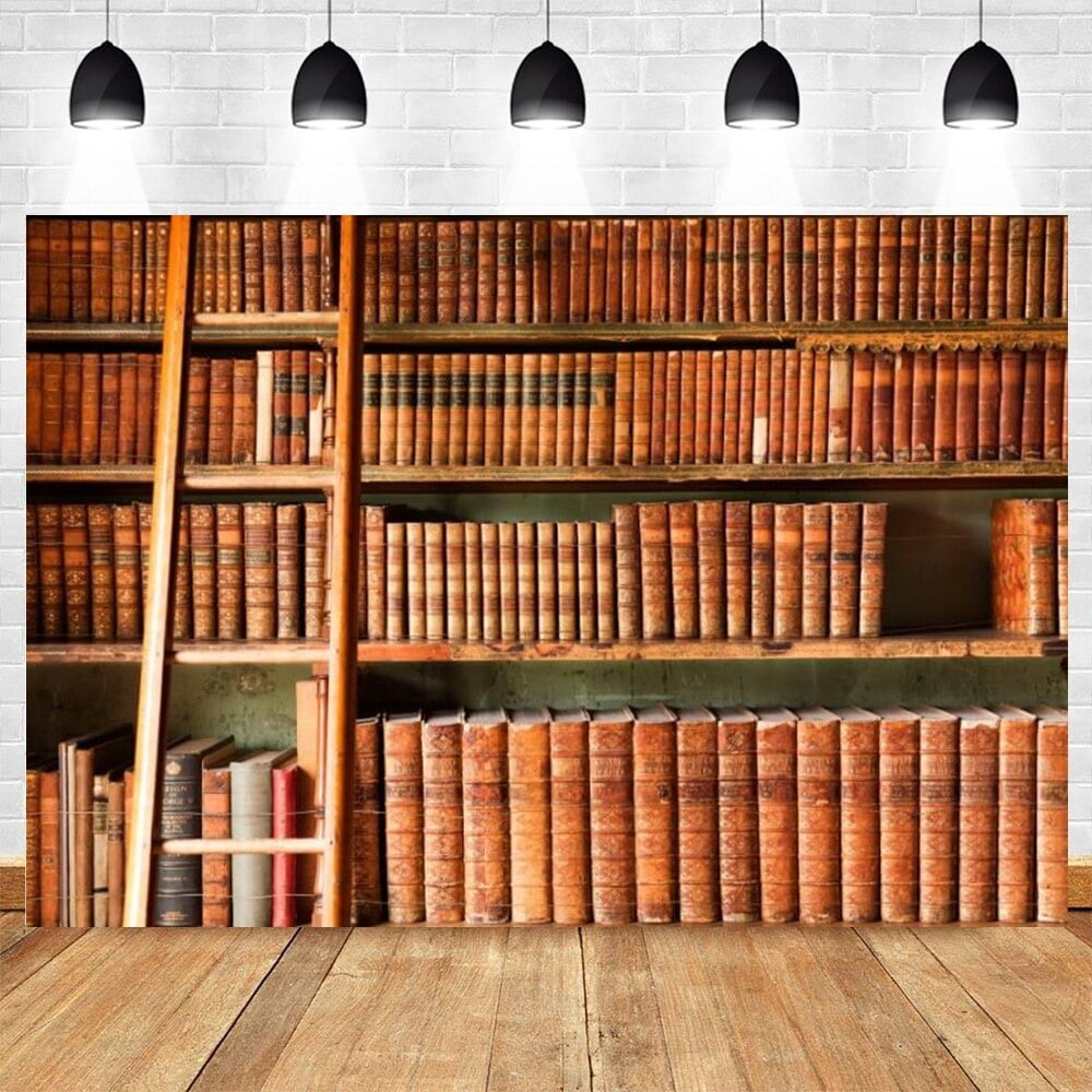 Bookshelf Backdrop Vintage Bookcase Magic Books Grunge Ancient Library ...