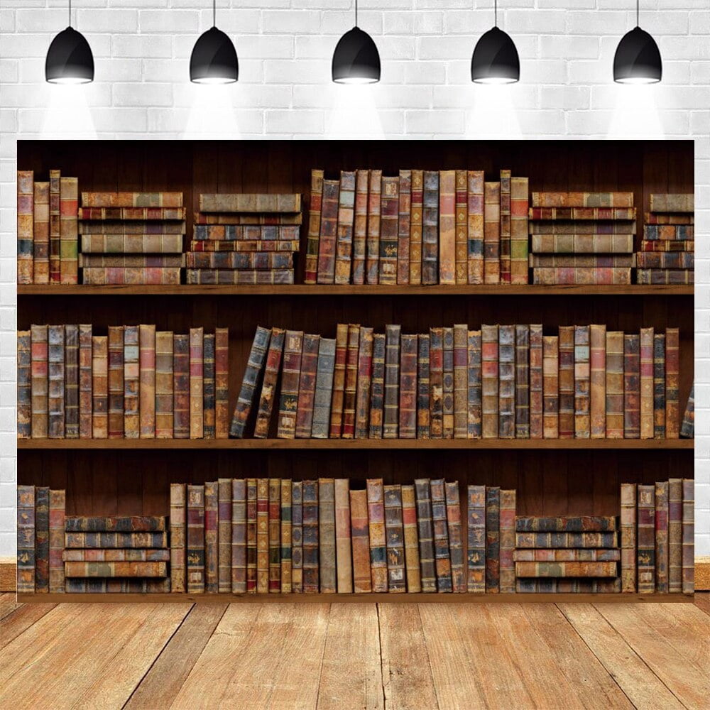Bookshelf Backdrop Vintage Bookcase Magic Books Grunge Ancient Library ...