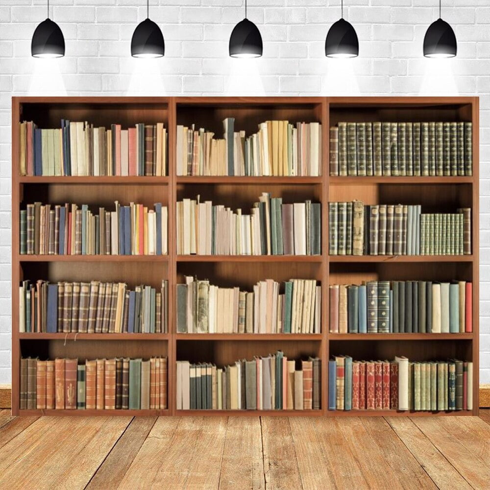 Bookshelf Backdrop Vintage Bookcase Magic Books Grunge Ancient Library ...