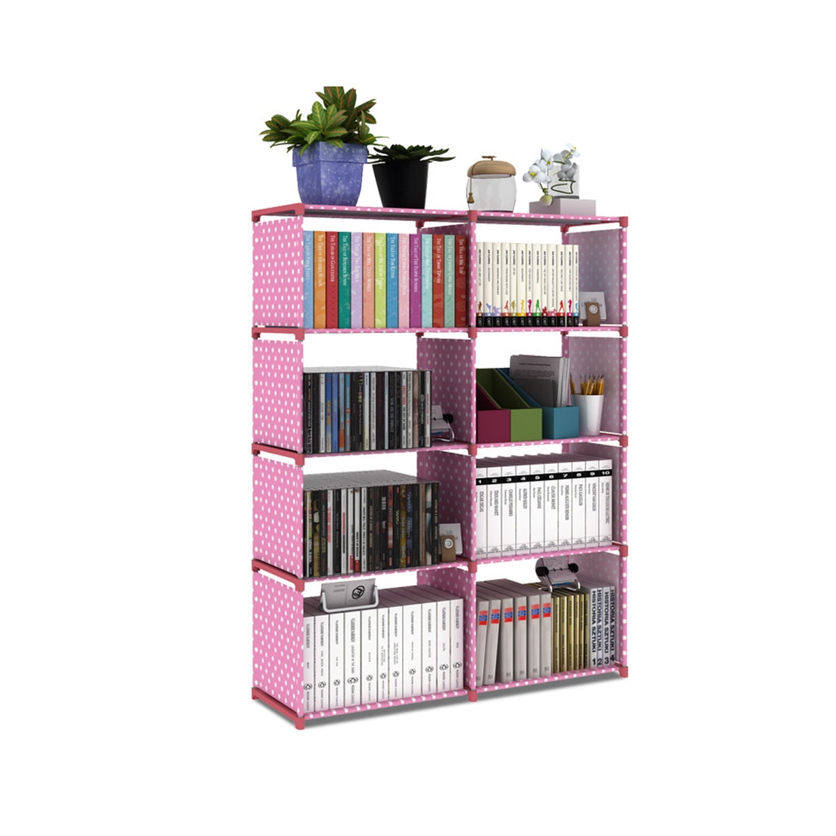Bookshelf Beautiful Double Row of Storage Rack Organizer Shelf Book ...