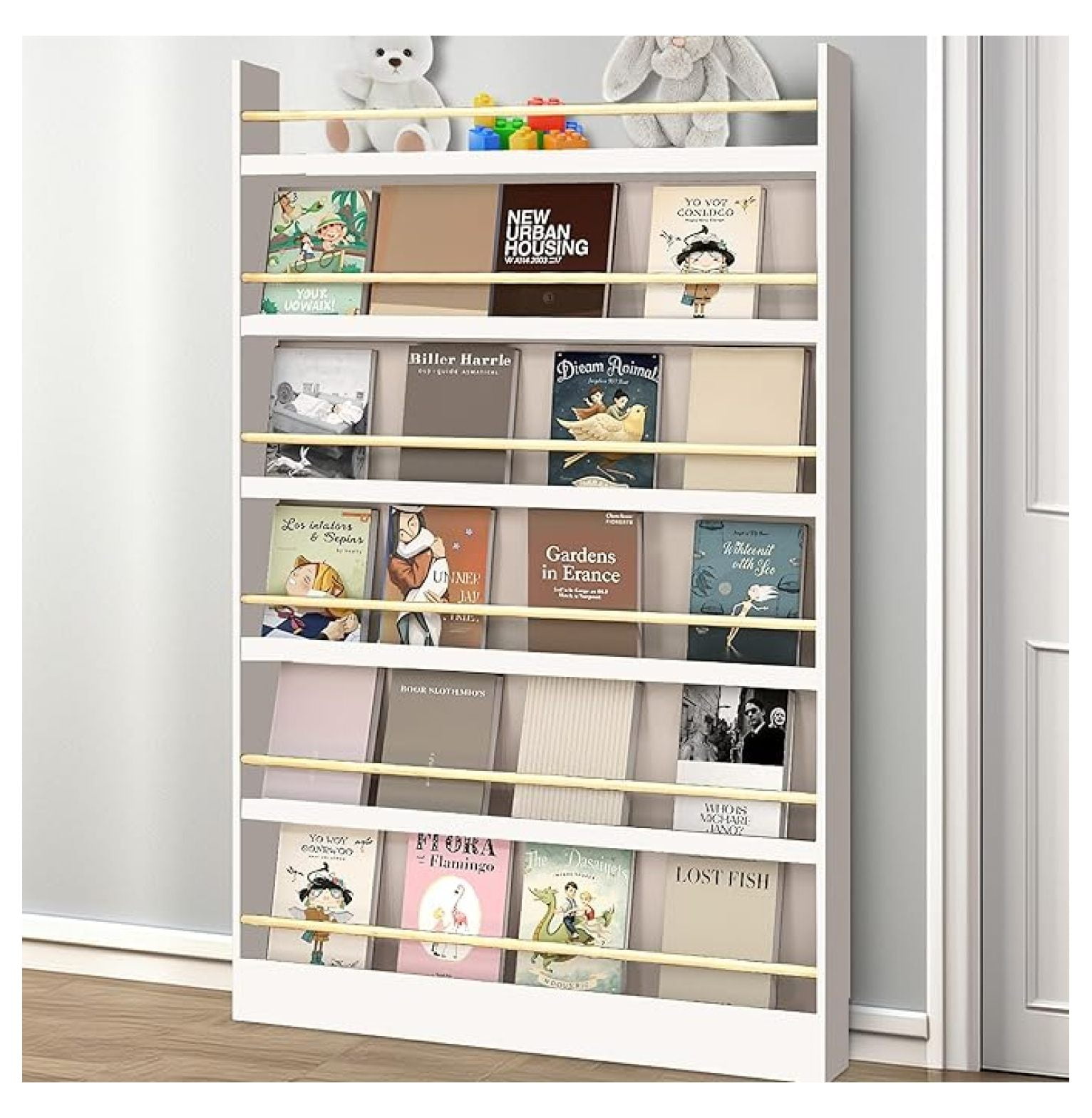 Bookshelf Behind The Door Storage, 6 Tier Narrow Thin Wooden Book Shelf ...