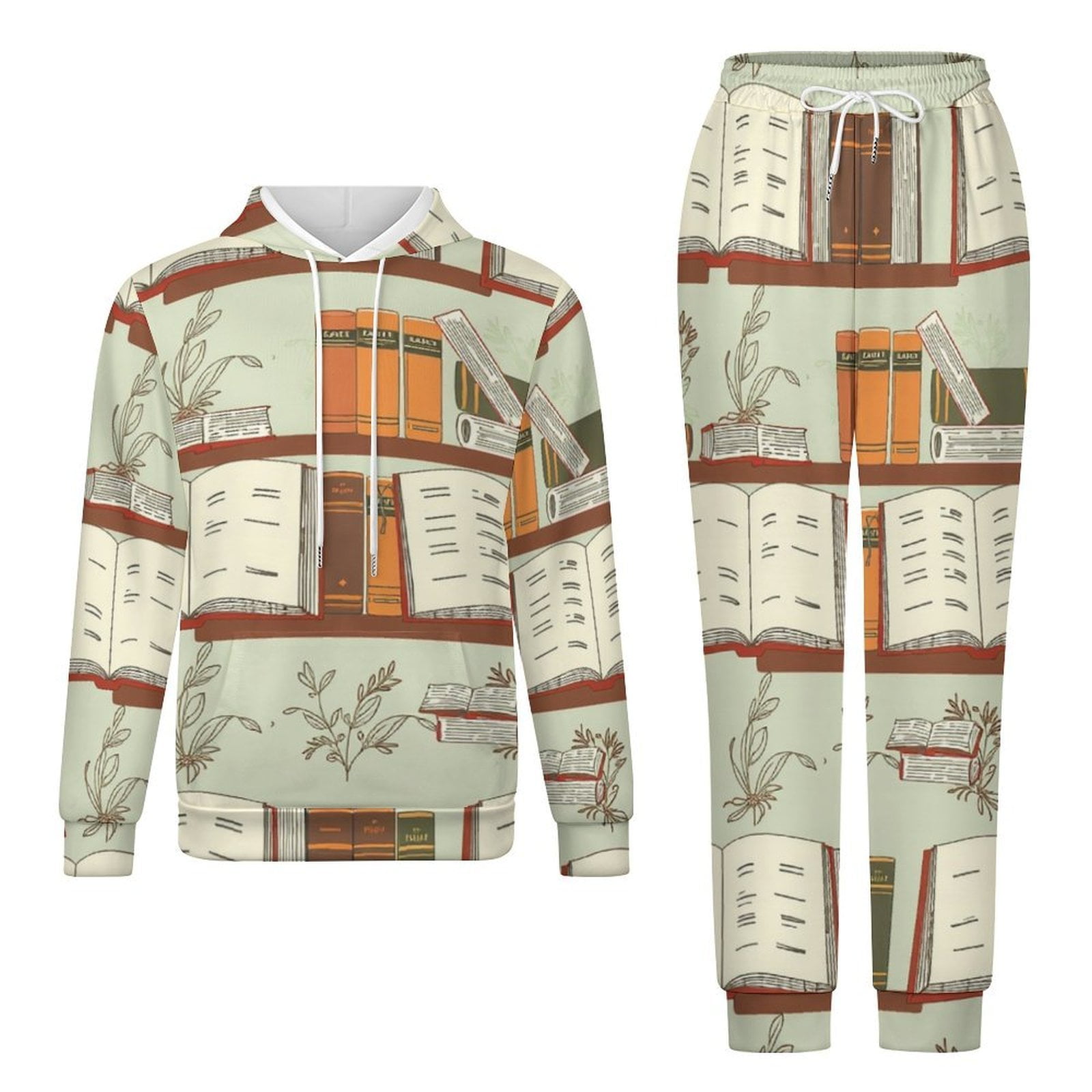Bookshelf Book Pattern Hoodie + Pants Suit Cool Men/Women 2 Pcs ...