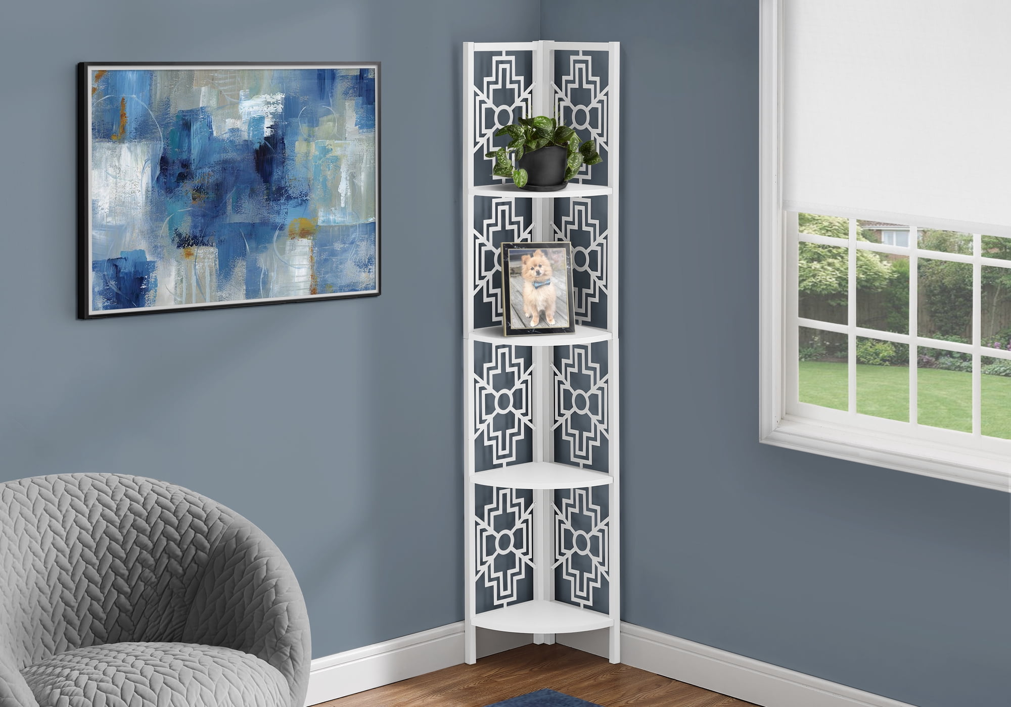 Bookshelf, Bookcase, Etagere, Corner, 4 Tier, 62"h, Office, Bedroom ...