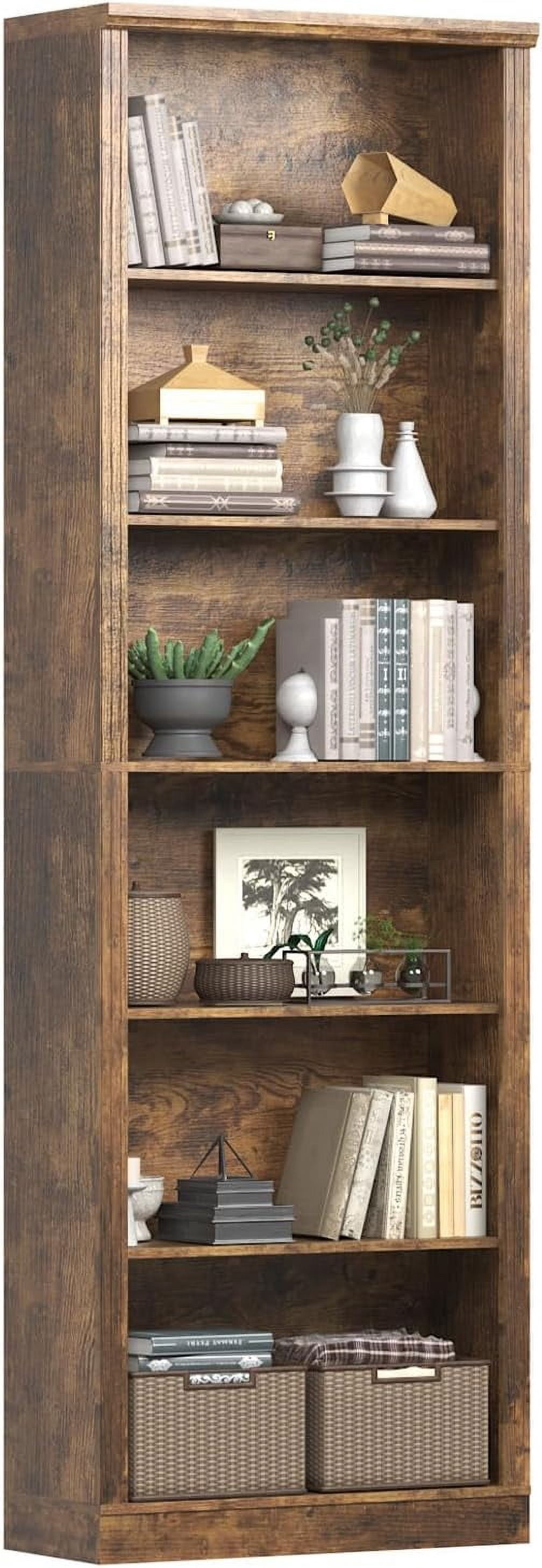 Bookshelf & Bookcase Set, Tiered Adjustable Storage Shelves, Book Shelf ...