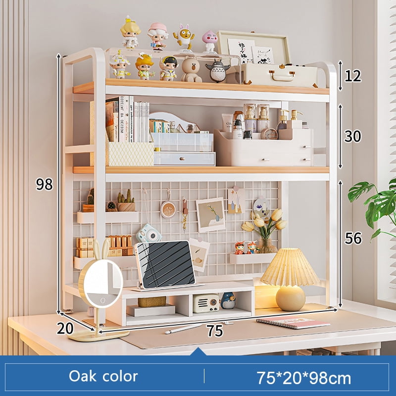 Bookshelf Bookcase With Grid Desktop Multi-layer Wrought Iron Shelf ...
