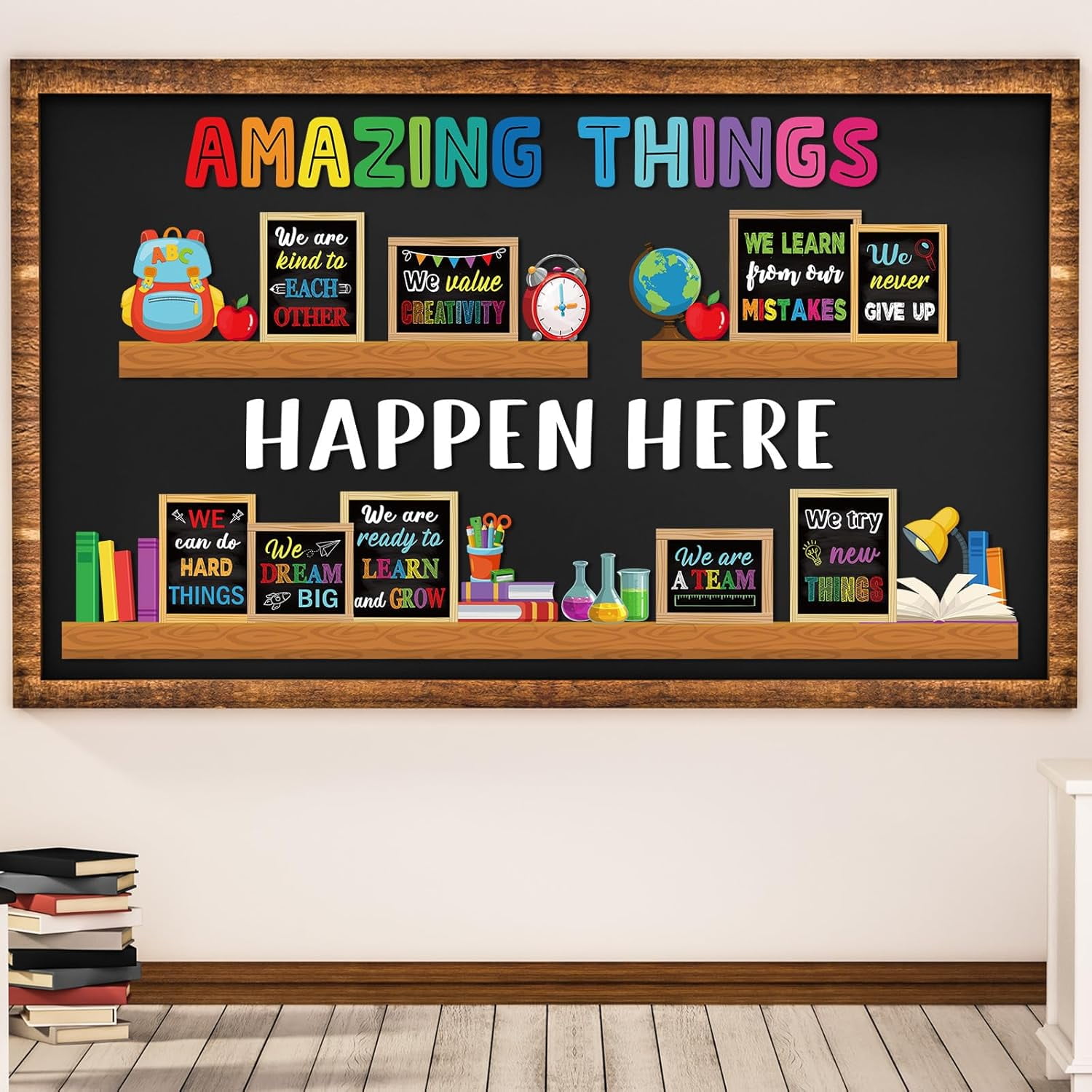 Bookshelf Bulletin Board Set Plant Motivational Classroom Decor Reading ...