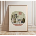 Bookshelf Circle Poster Minimal Wall Art Print Botanical Book ...