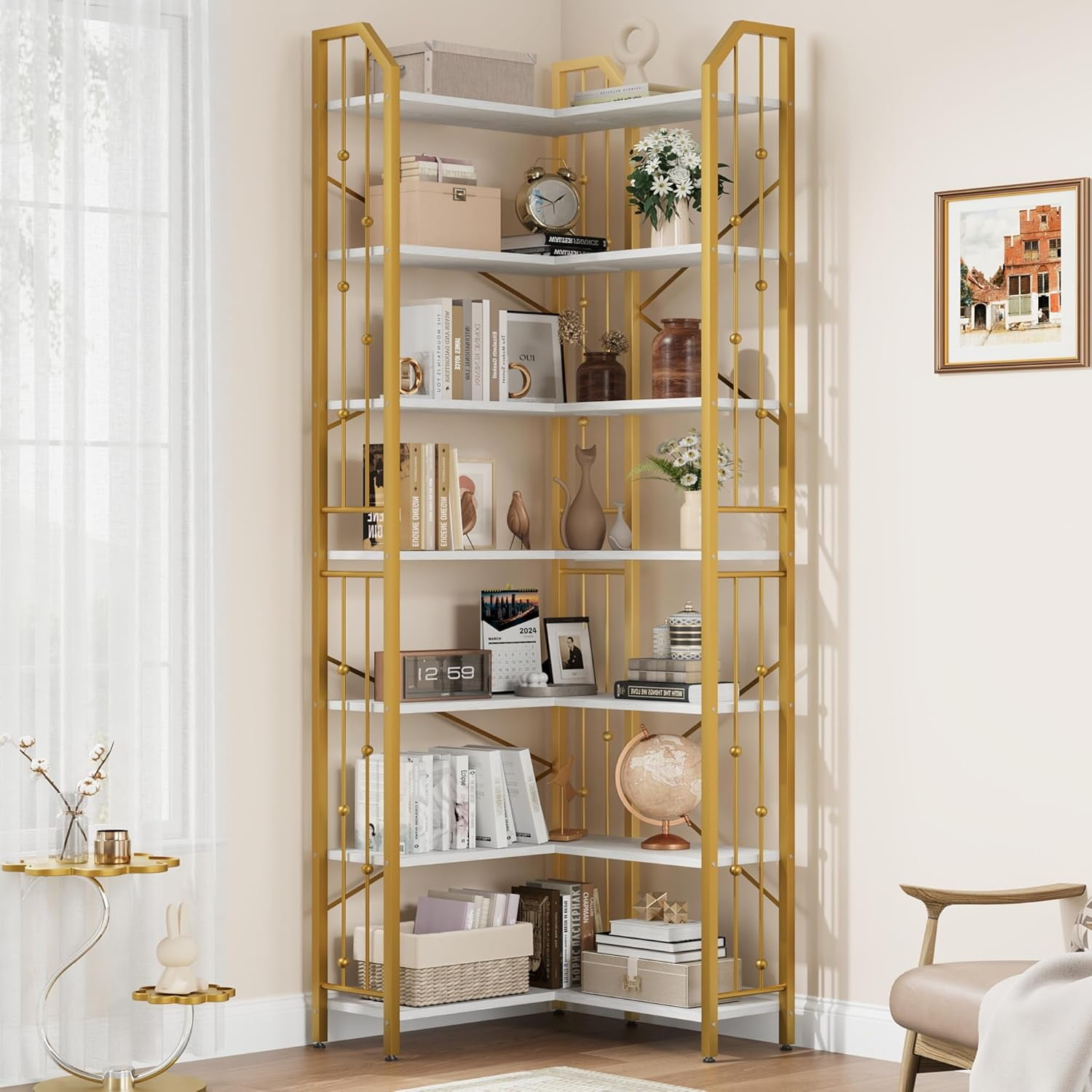 Bookshelf Corner Bookcase, L Shaped Bookshelf Industrial Corner ...